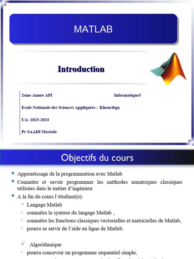 MatLab ch1 | PDF | MATLAB | Programmation MatLab ch1 | PDF | MATLAB | Programmation