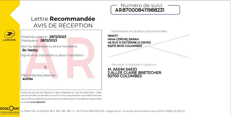 28/12/2023 28/12/2023 BC Nexity: Nexity Mme Lerche Sarah 46 Rue D ...