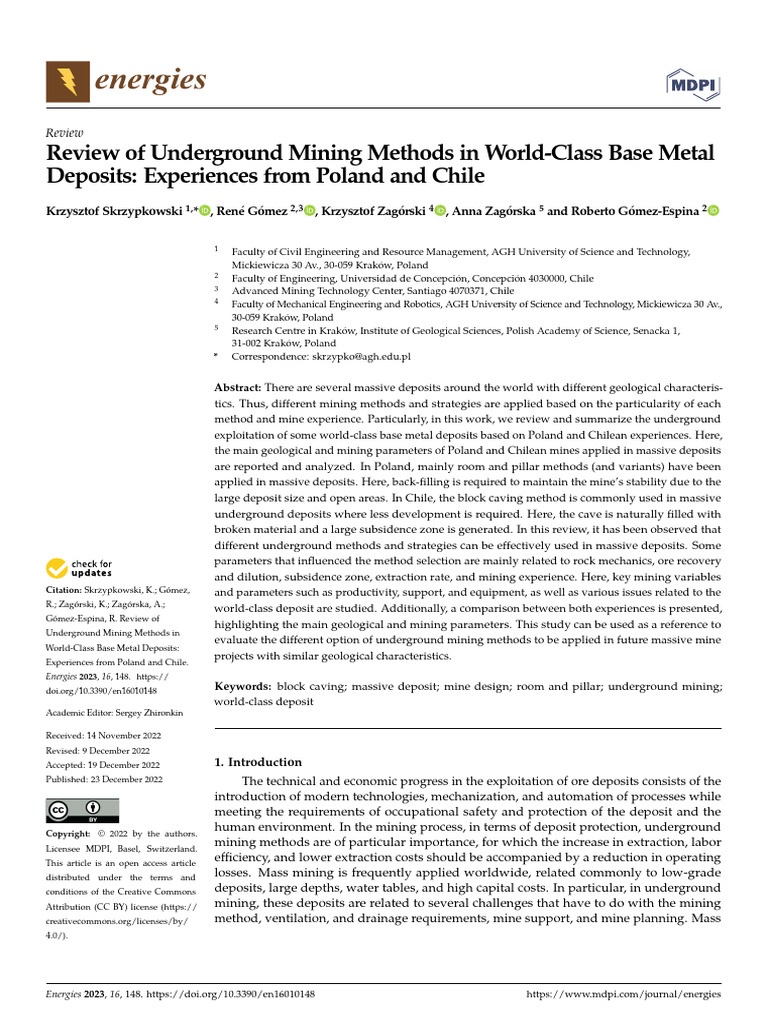 Review of Underground Mining M | PDF | Mining | Ore