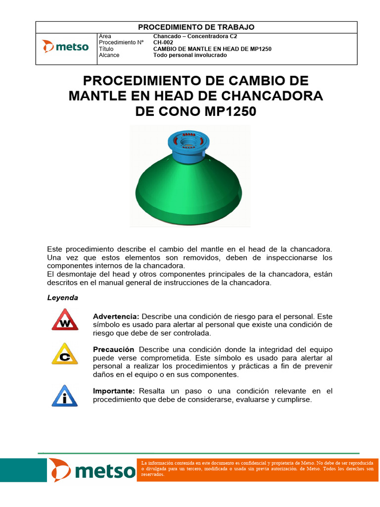 Procedimiento Armado de Mantle en Head de MP1250-Rev02 | PDF