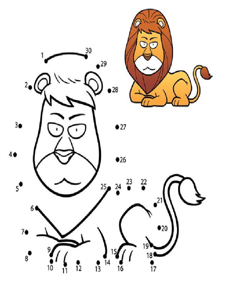 Kids Game Dot To Dot Lion | PDF
