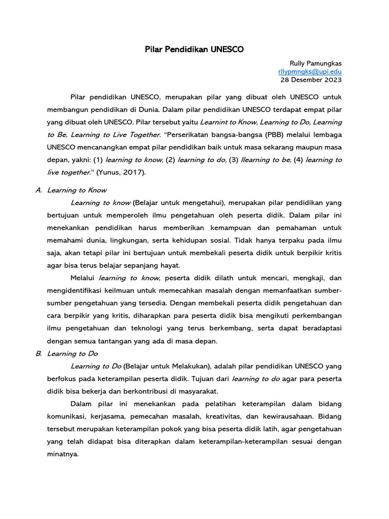 Pilar Pendidikan Unesco | PDF