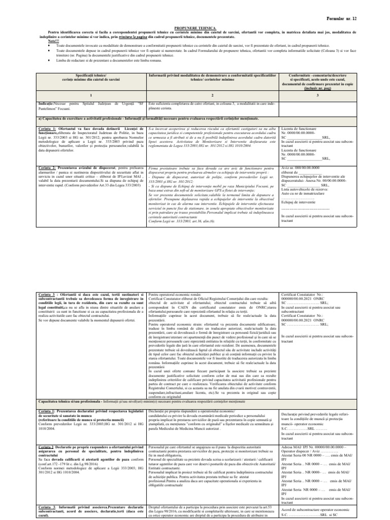 Formular 12 - Propunere Tehnica | PDF