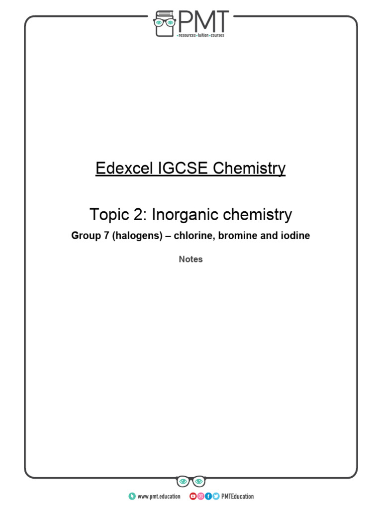 2b) Group 7 (Halogens) ) Chlorine Bromine and Iodine | PDF | Technology & Engineering
