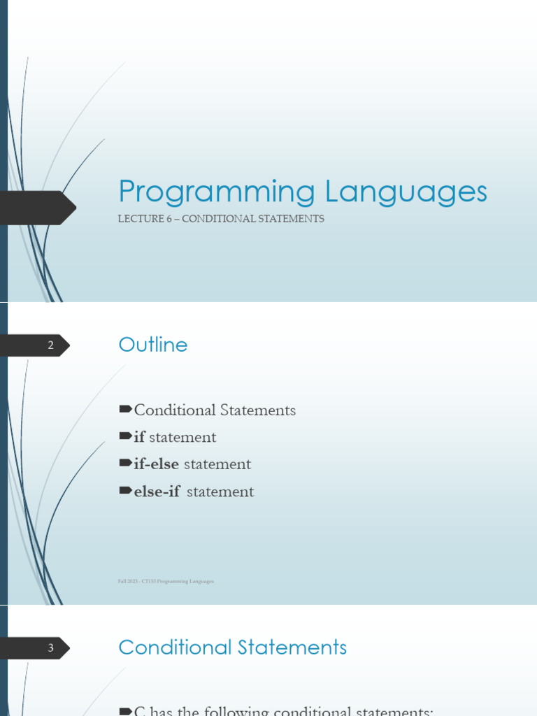 Lecture 6 Conditional Statements | PDF Lecture 6 Conditional Statements | PDF