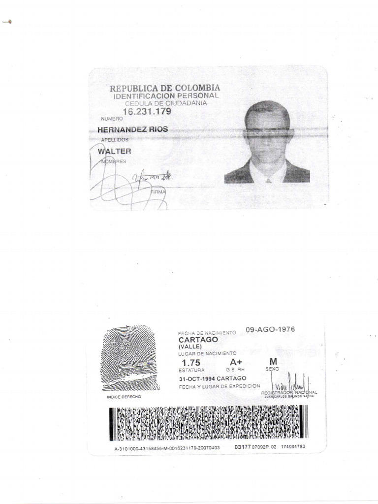 Cedula Al 150 Walter Hernández | PDF