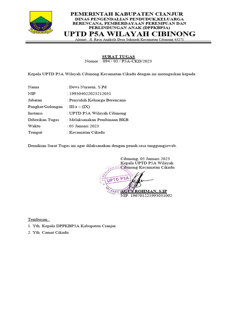 Surat Tugas BKB | PDF