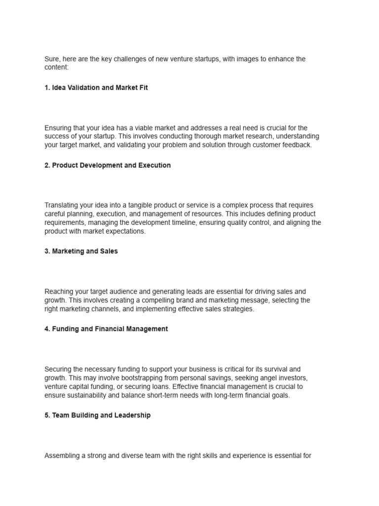 What Are The Key Challenges of New Vencher Startup | PDF