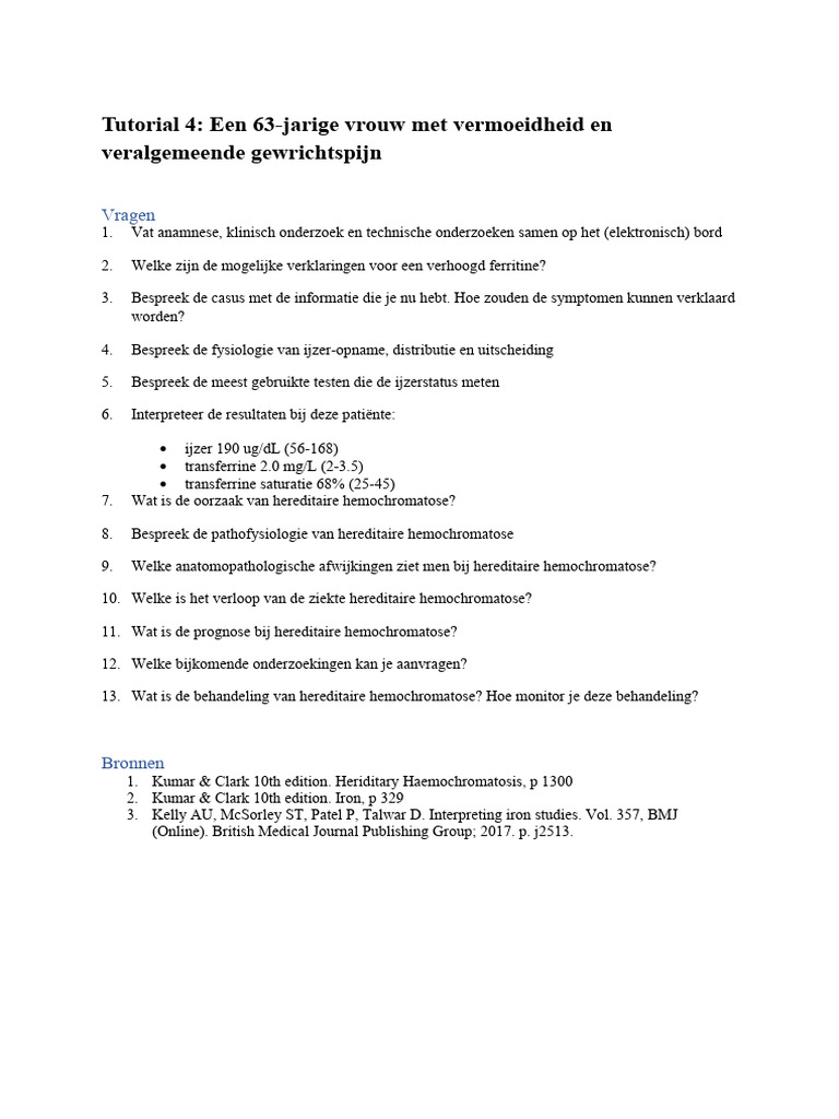 Tutorial 4 Vragen en Bronnen | PDF