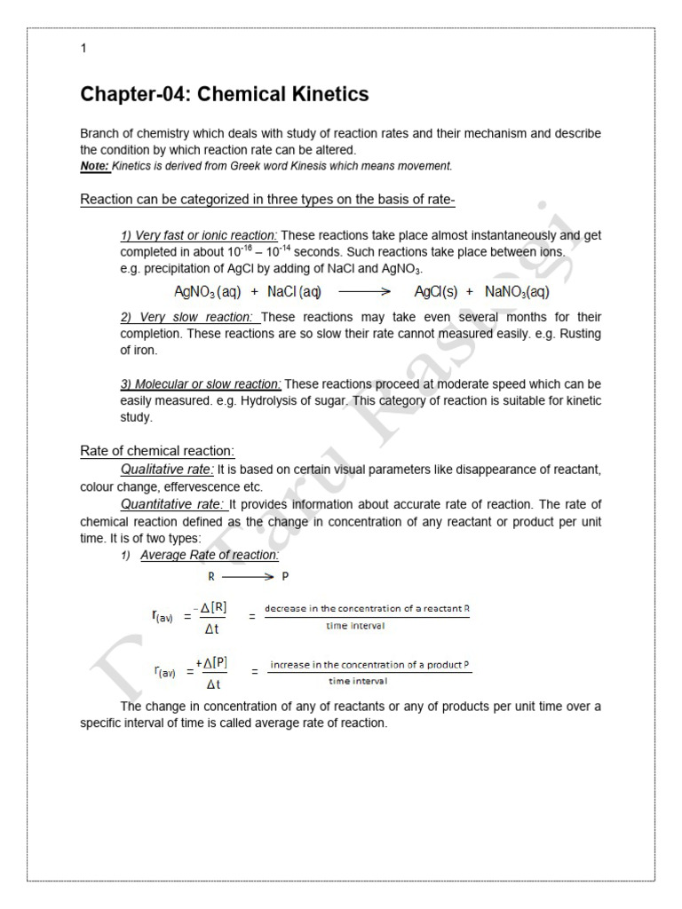 Chemical Kinetics: Reaction Rates & Mechanisms | PDF | Reaction Rate ...