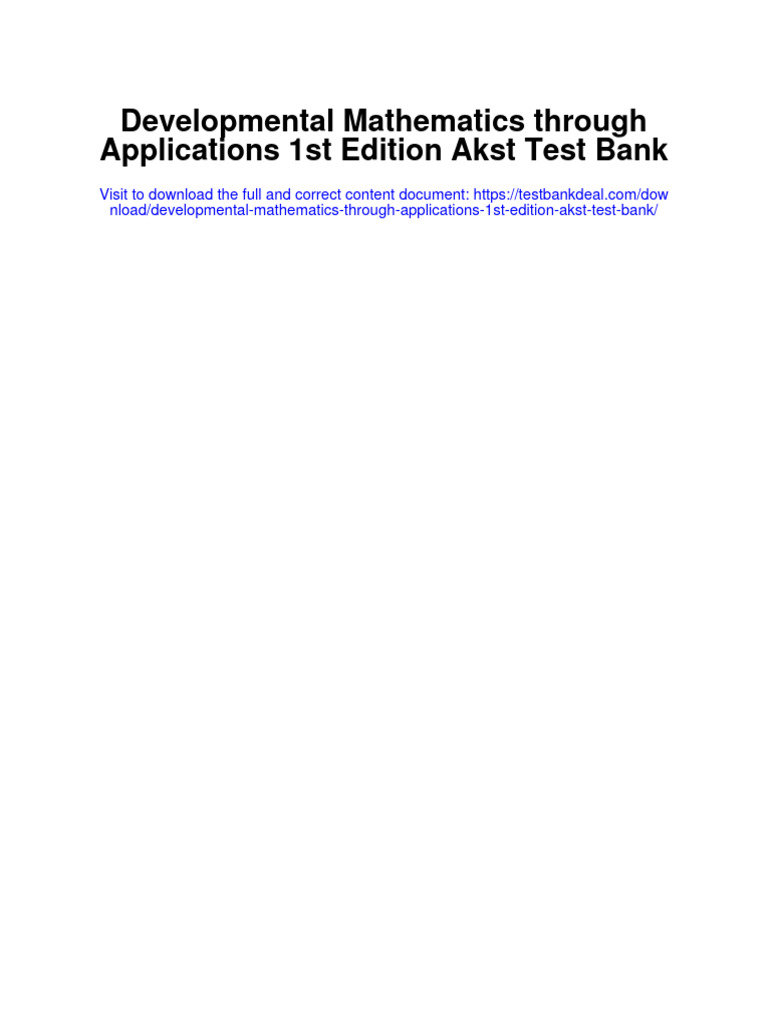 Developmental Mathematics Through Applications 1st Edition Akst Test ...