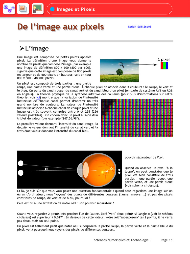 Couleurs et Résolution des Pixels | PDF | Image numérique | Modèle de ...