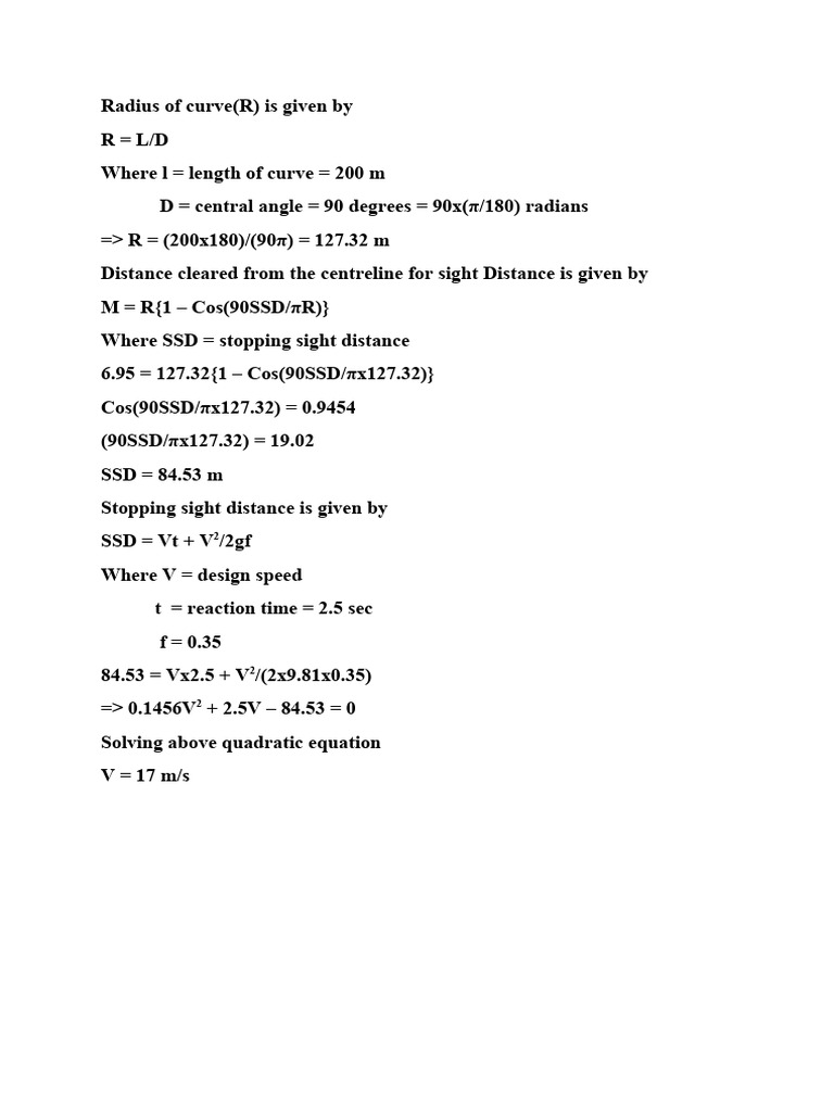 Calculating Curve Radius and SSD | PDF
