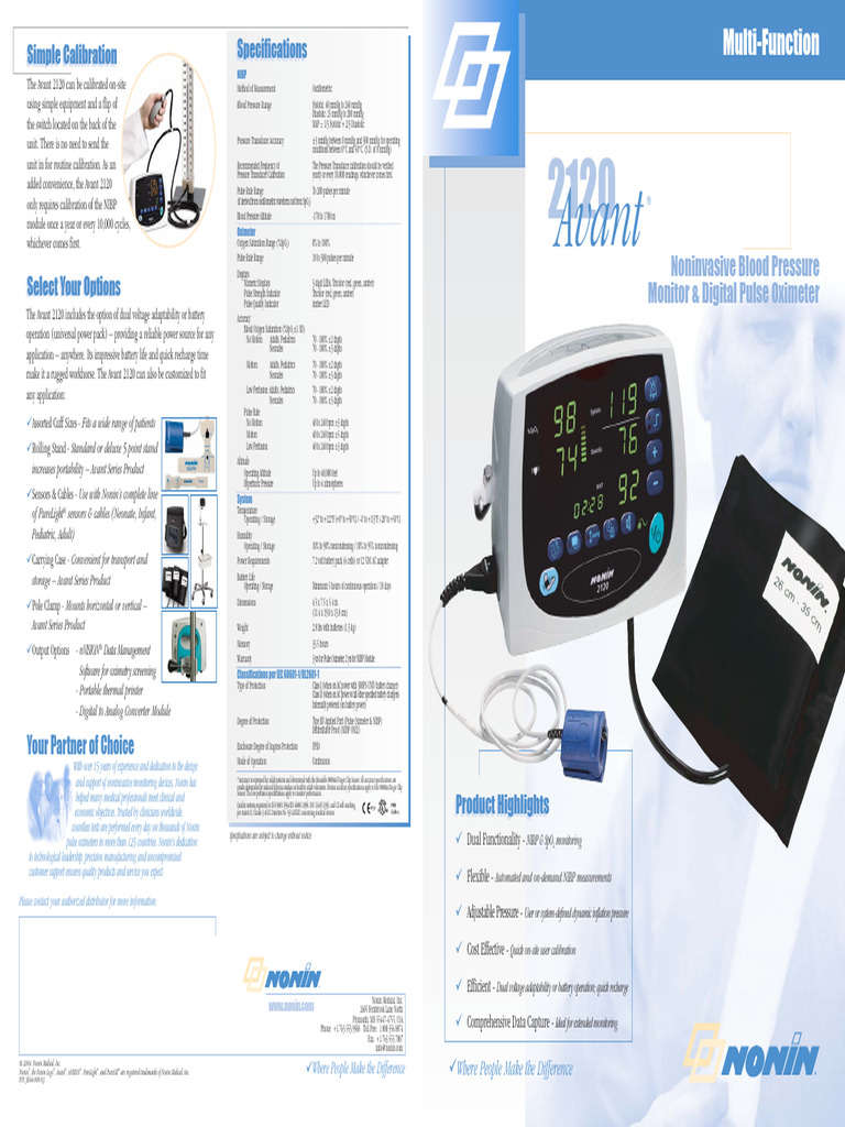 Avant 2120 Brochure | PDF | Blood Pressure | Metrology