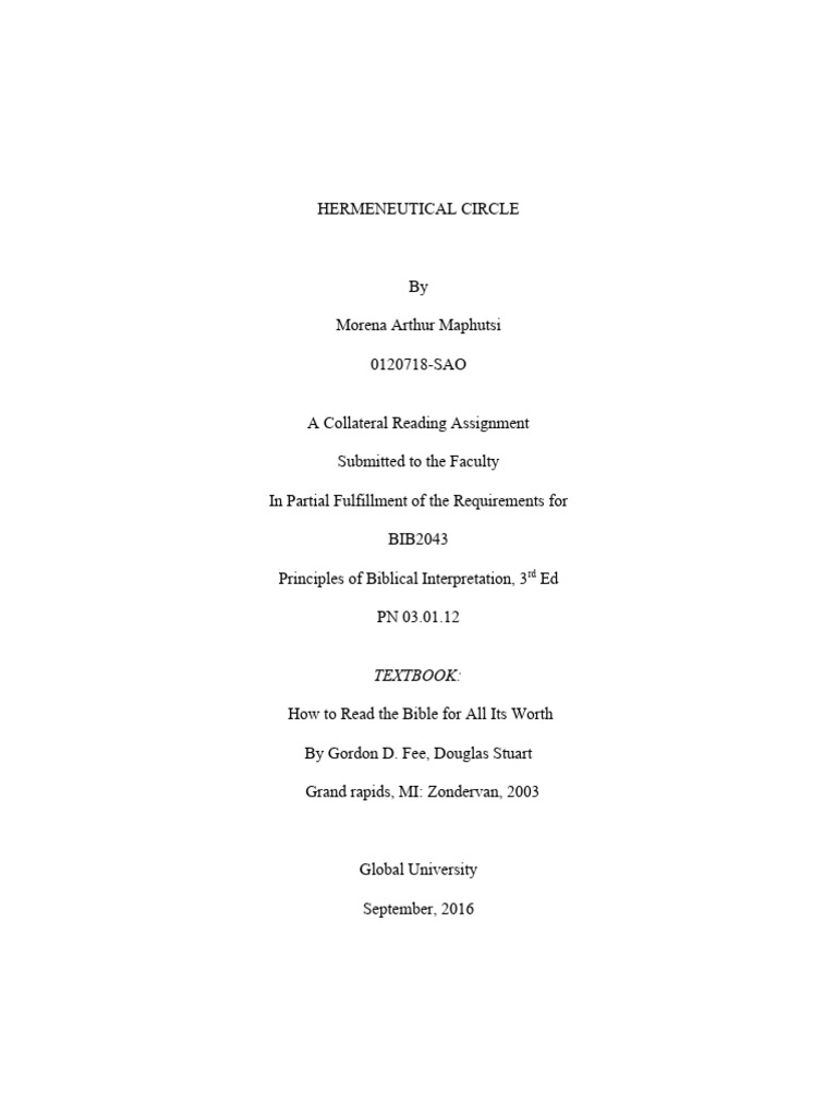 Hermeneutical Circle | PDF