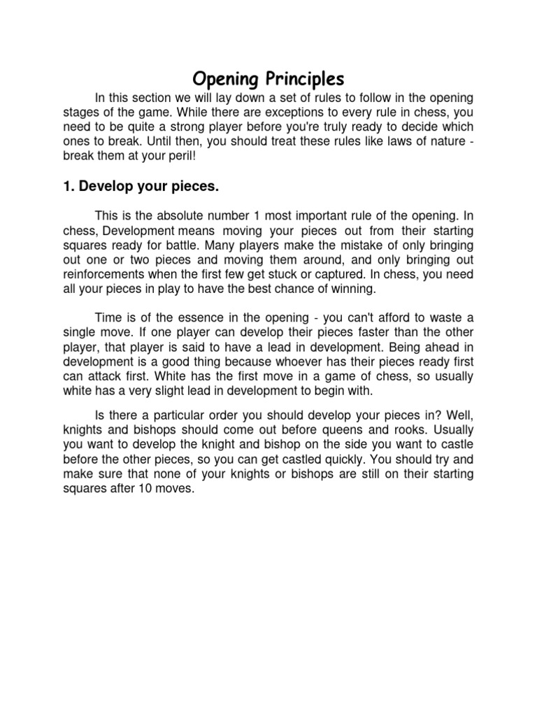 10 - Opening Principles | PDF | Chess Openings | Traditional Games