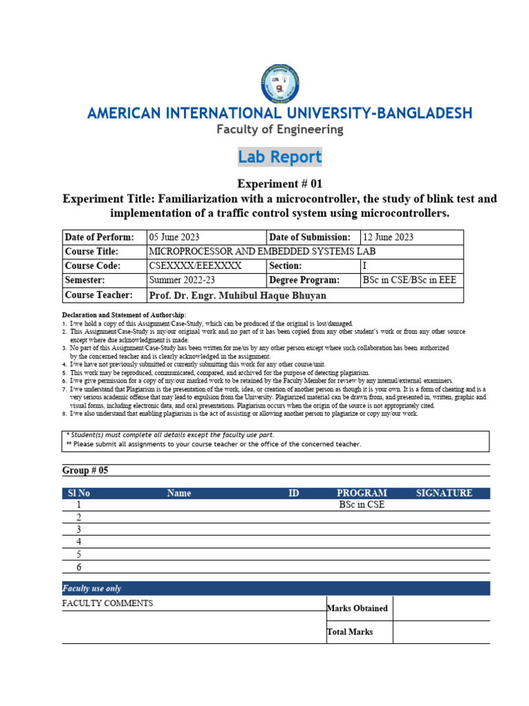 Mes Lab Report Template Pdf Arduino Plagiarism 