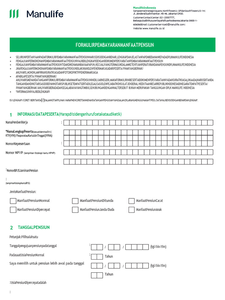 Formulir Pembayaran Pensiun | PDF