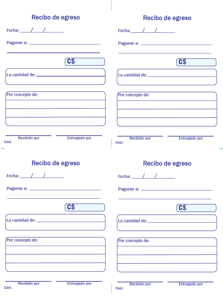 Formato de Recibo de Egreso Editable | PDF