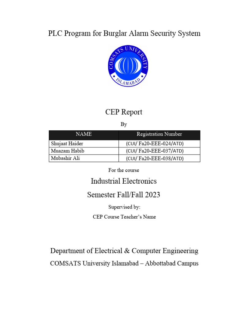 CEP Report - v1 | PDF | Security Alarm | Programmable Logic Controller