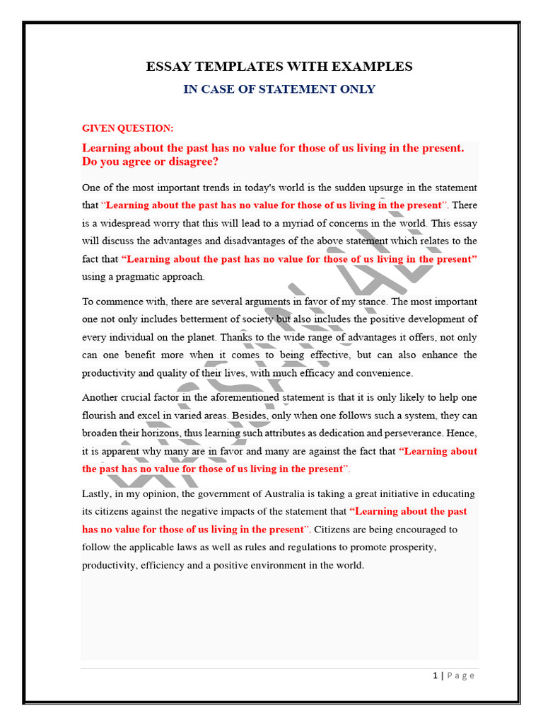 Essay Templates With Examples | PDF