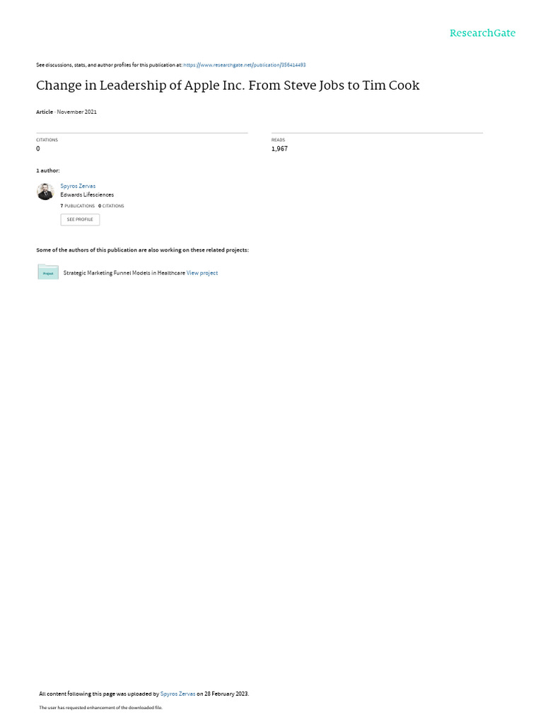 Change in Leadership of Apple From Jobs To Cook CaseStudy | PDF | Apple ...