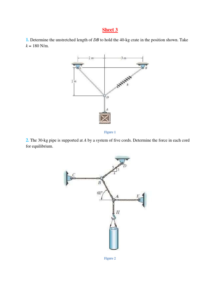 Mechanics Course (Statics - Sheet 3) | PDF