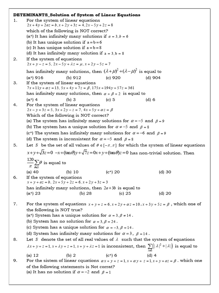 Final - M&D - Solution of System of Linear Equations | PDF | Matrix ...