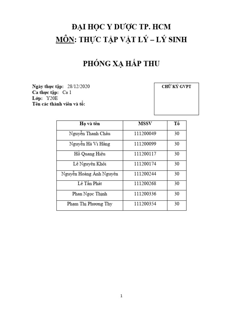 Y20E 30 KHỐI 3 THỰC HÀNH PHÓNG XẠ HÂP THU | PDF