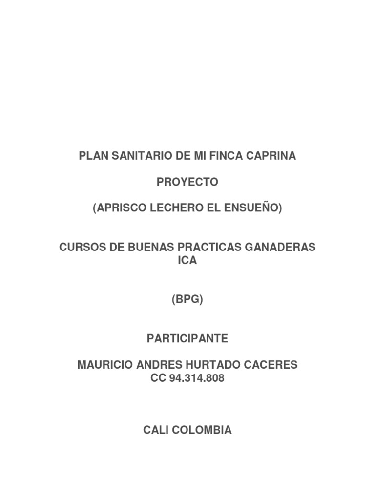 Plan de Saneamiento de Una Finca Caprina | PDF | Cabra | Agua