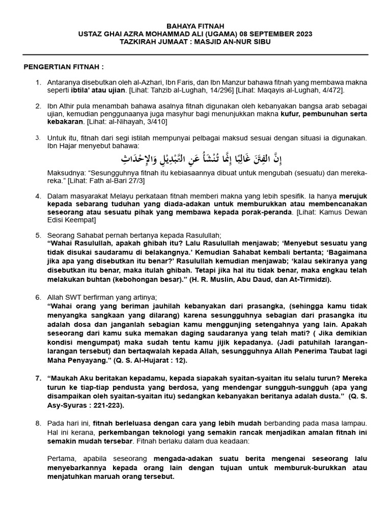 Bahaya Fitnah | PDF