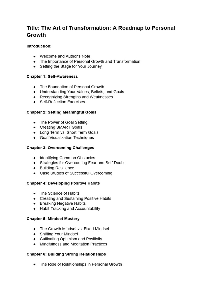 Personal Growth Transformation Roadmap | PDF | Goal | Mindset
