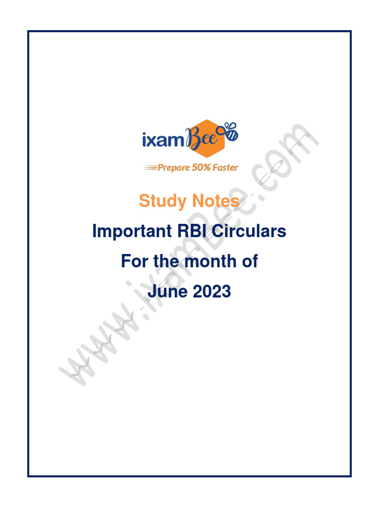 RBI Circulars Summary - June 2023 | PDF | Finance & Money Management