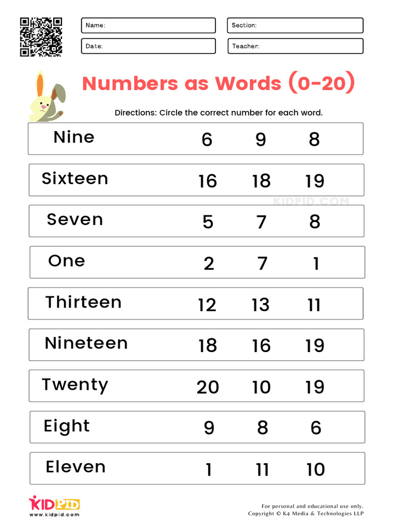Naming Numbers Worksheets | PDF