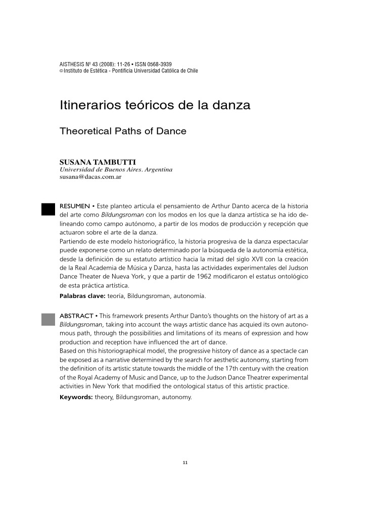 Tambutti Itinerarios Teóricos de La Danza | PDF | Bailes | Teoría