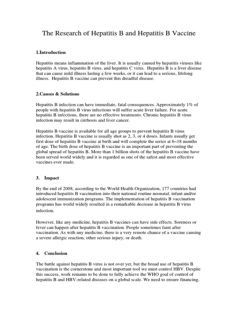 Hepatitis B Vaccine Research Overview | PDF | Hepatitis | Hepatitis B