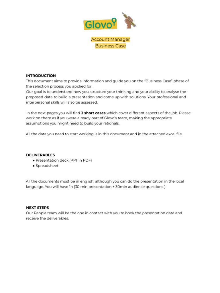 Business Case Am Glovo Pdf Economies Business