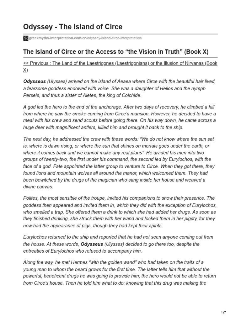 Odyssey - The Island of Circe | PDF | Odyssey