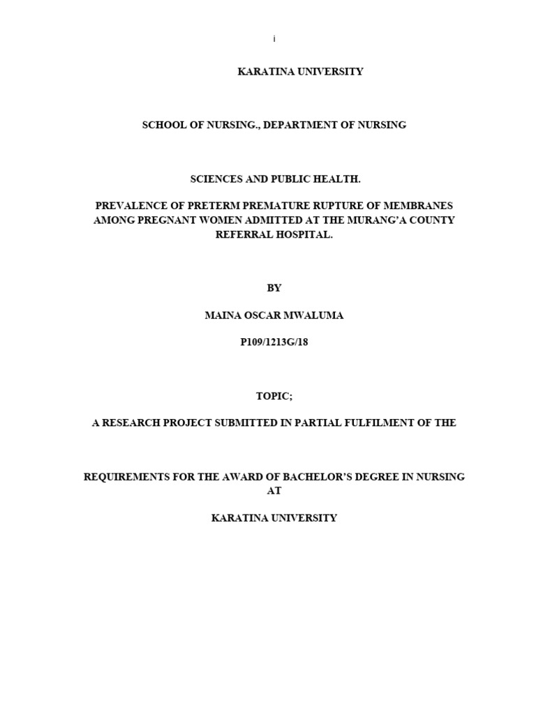 Final Research Project Oscar Mwaluma | PDF | Preterm Birth | Obstetrics