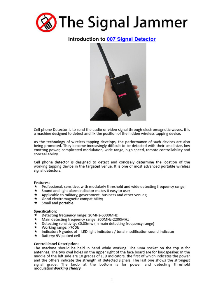 007 Wireless Signal Detector Manual | PDF | Wireless | Radio