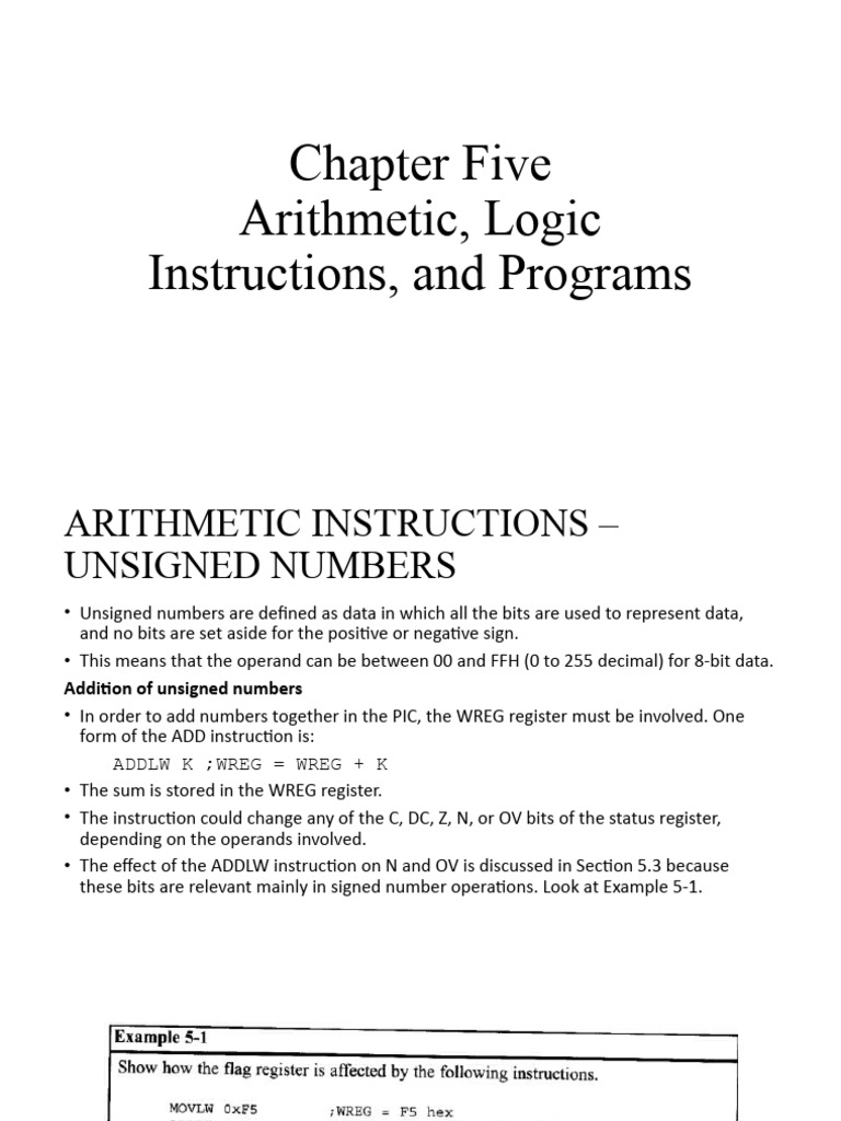 Chapter 5 - Arithmetic and Logic Instructions and Programs | PDF