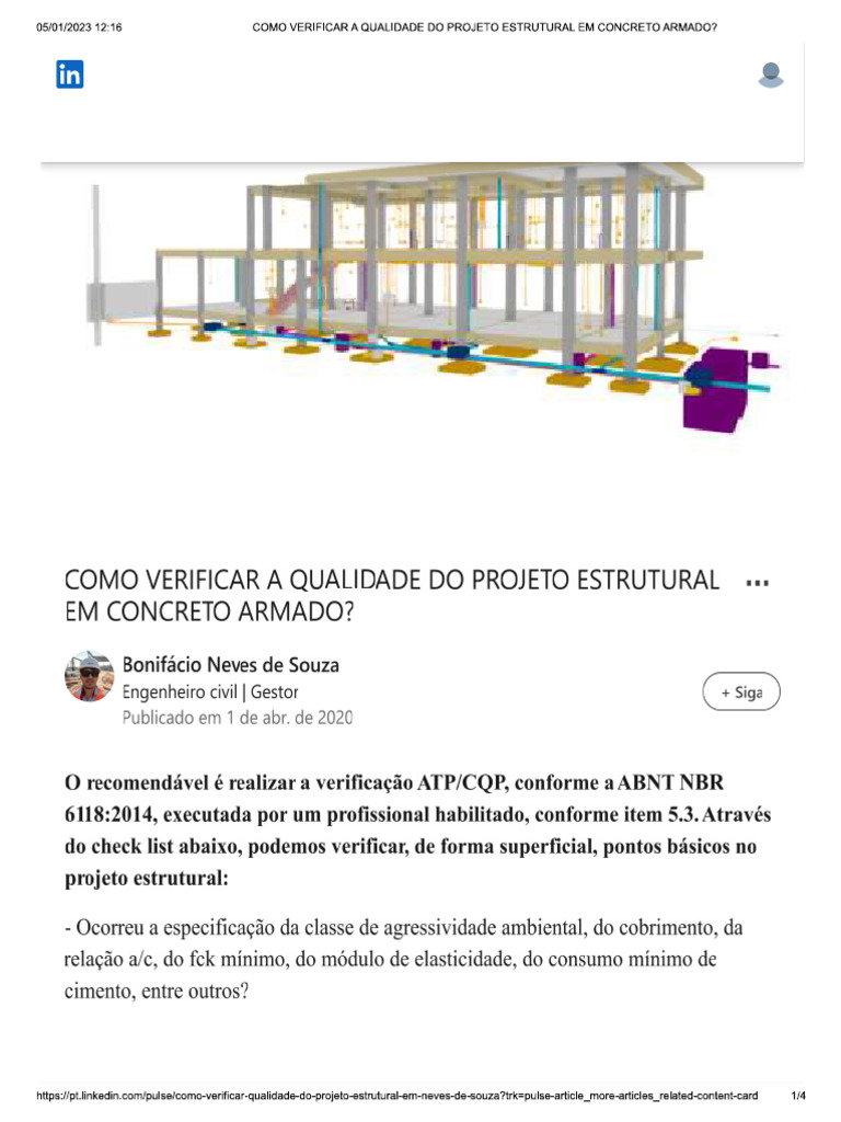 Como Verificar A Qualidade Do Projeto Estrutural em Concreto | PDF