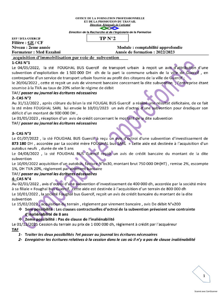 Comptabilité Approfondie TP N°2 | PDF