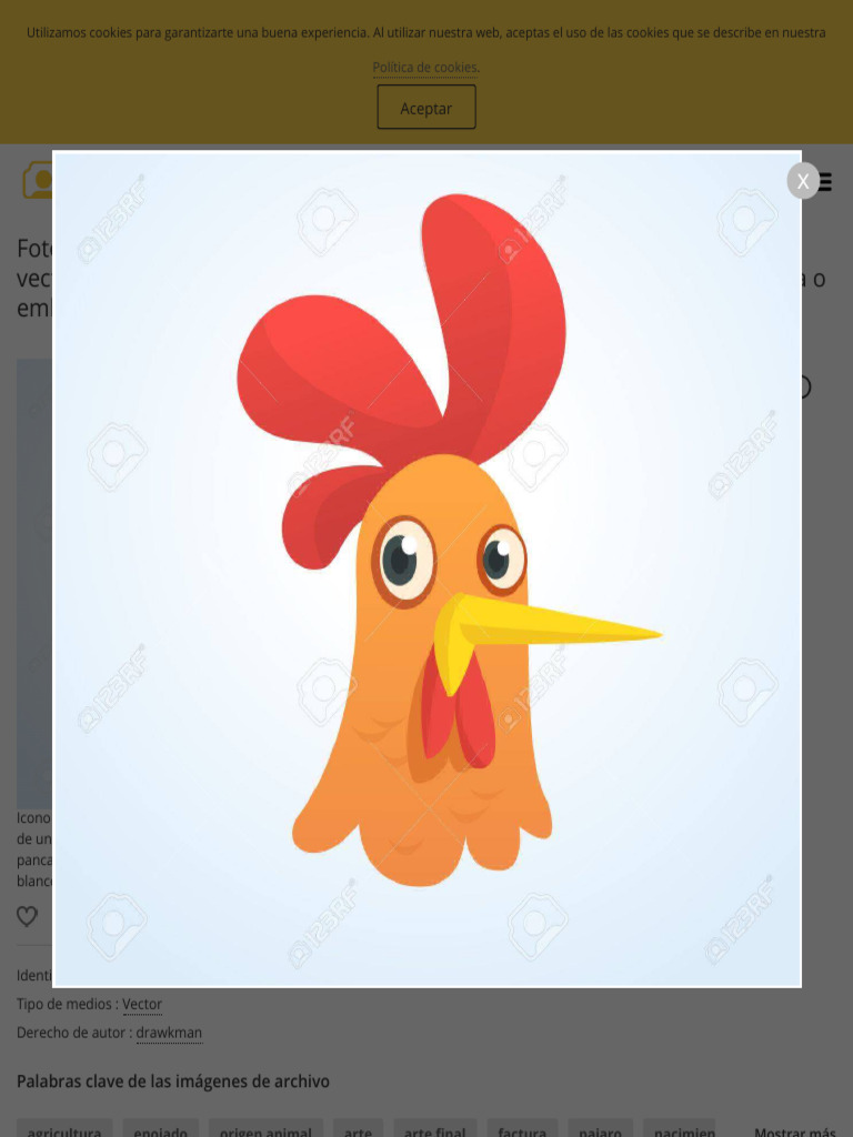 Icono de Gallo Lindo de Dibujos Animados. Ilustración de Vector de Una Cabeza de Gallo Fresco ...
