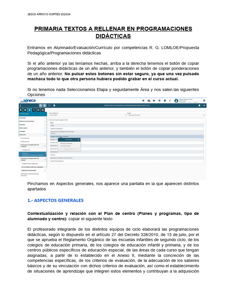 Programaciones Lomloe Primaria