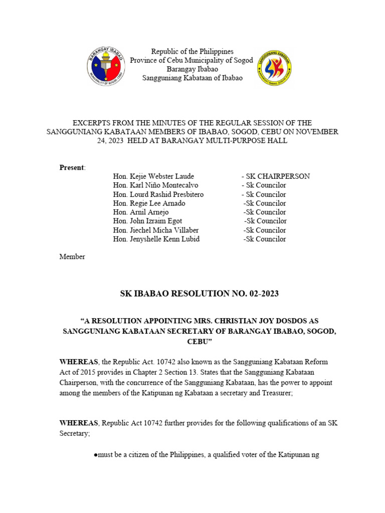 SK Resolution 02 2023 | PDF