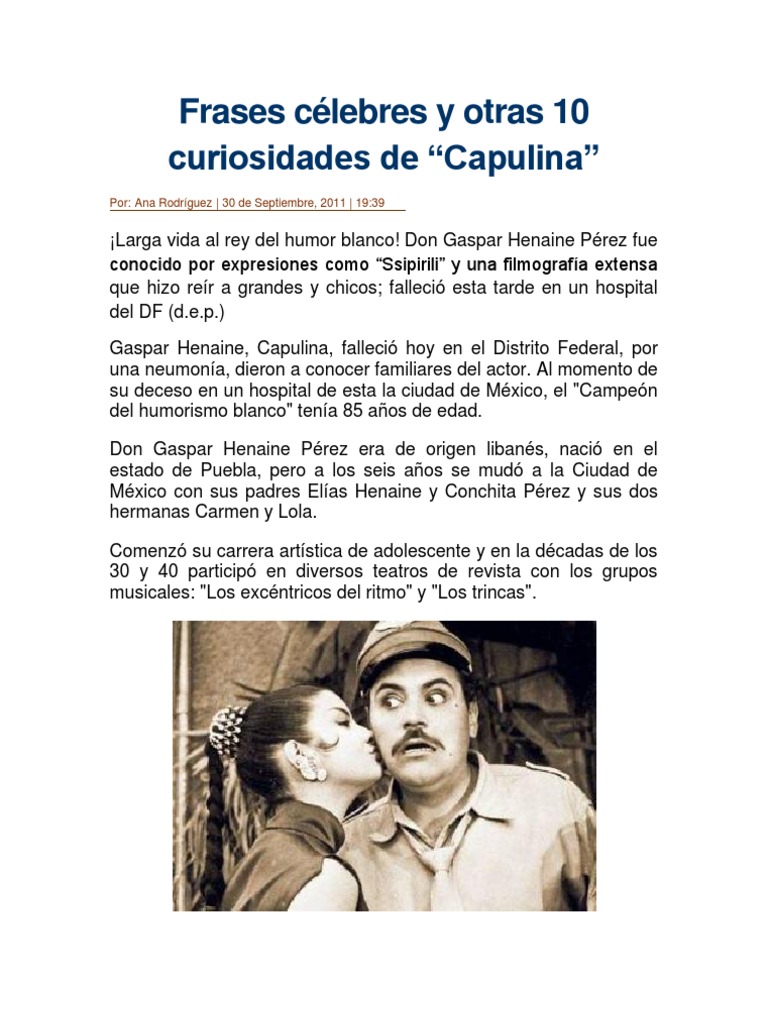 Frases y curiosidades de Capulina | PDF | Ocio