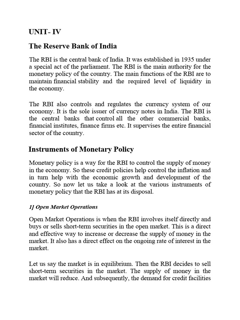 Monetary Policy Instrument | PDF | Financial Markets | Reserve Bank Of ...