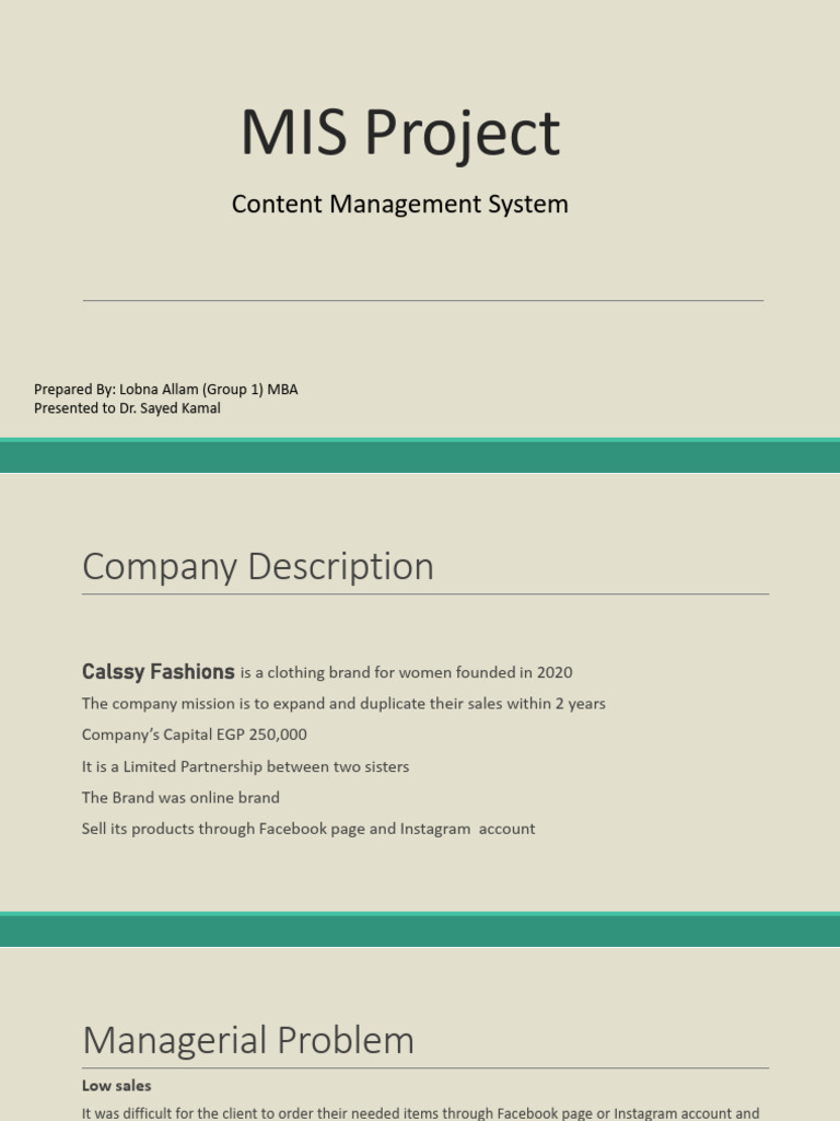 MIS Project - Lobna Allam | PDF | Career & Growth | Business