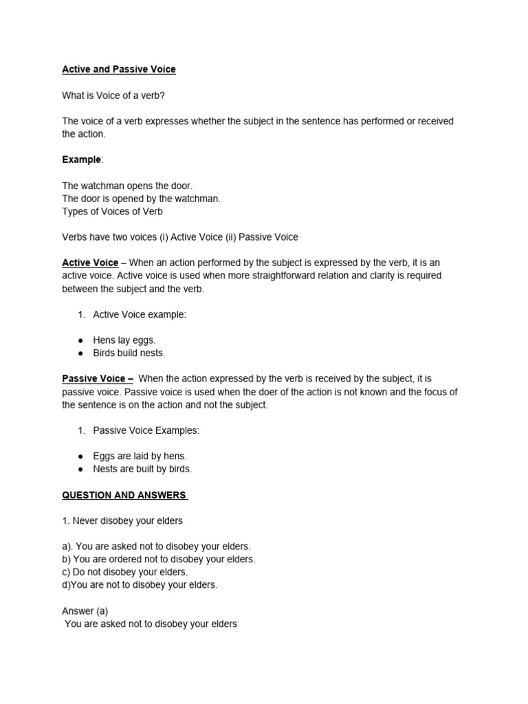 Active and Passive Voice | PDF